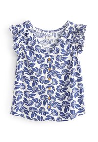 Next LINEN BLEND RUFFLE SLEEVE TOP - Pluus - blue on white shell print/sinine - Zalando.ee