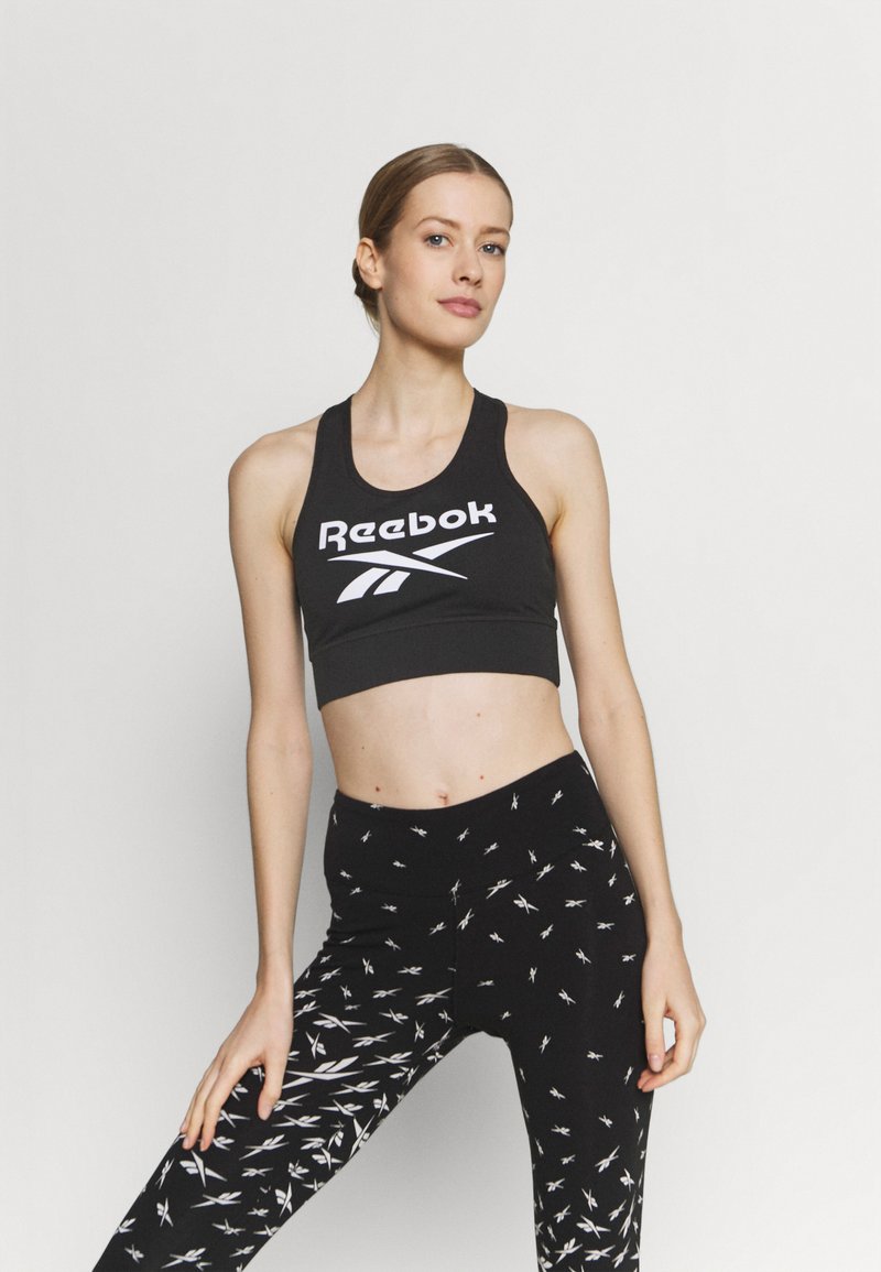 Reebok IDENTITY BIG LOGO COTTON BRALETTE LIGHT SUPPORT SPORT BRA ...