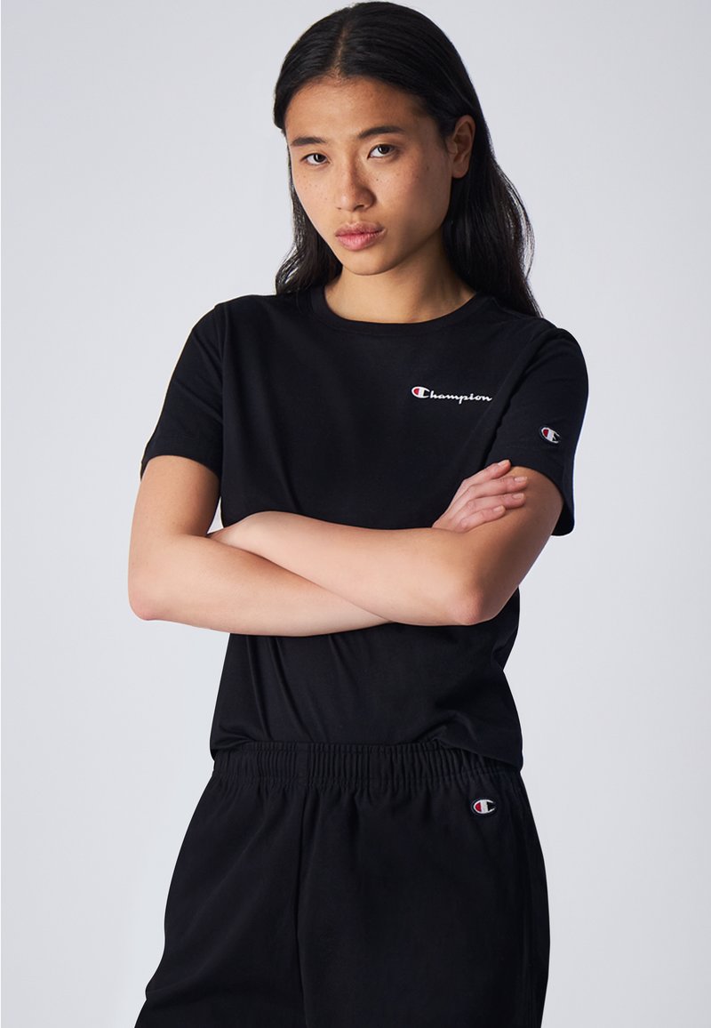 Champion CLASSIC CREWNECK SMALL LOGO AMERICAN CLASSICS - T-shirt basic - black/zwart - Zalando.nl