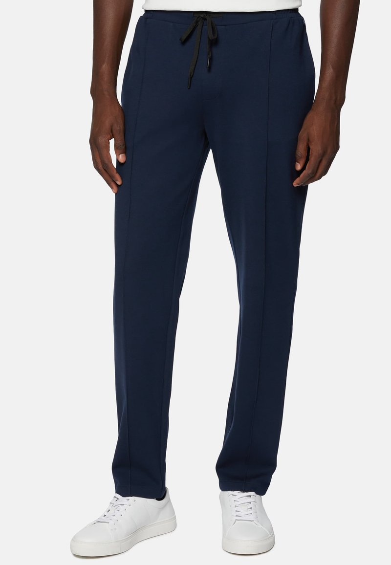 Boggi Milano INTERLOCK COULISSE - Tracksuit bottoms - navy blue/blue ...