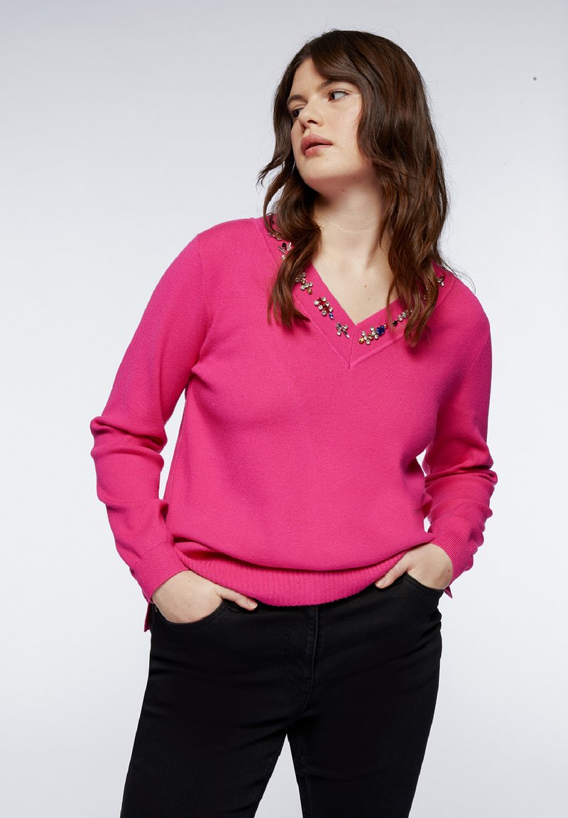 Fiorella Rubino AVEC BRODERIE SUR L'ENCOLURE - Strickpullover - fucsia ...
