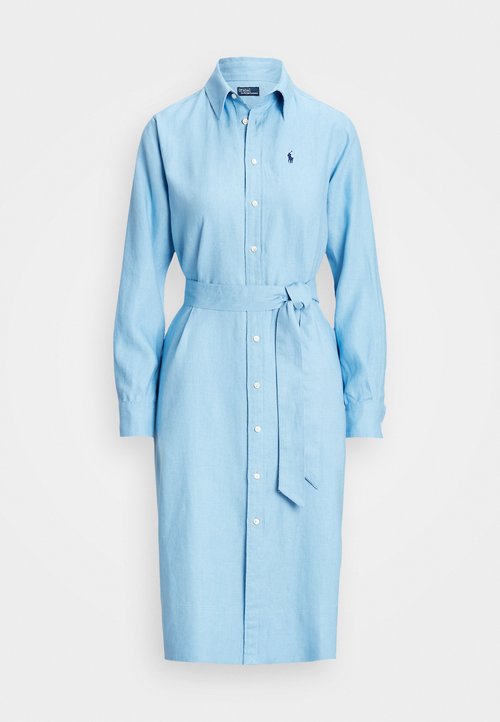 Polo Ralph Lauren LONG SLEEVE DAY DRESS - Blousejurk - white/light blue/wit - Zalando.be