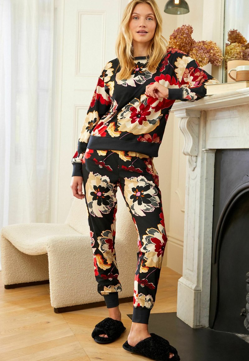 Next NEXT SUPERSOFT COSY PYJAMAS - Pyjama - black floral/zwart - Zalando.nl