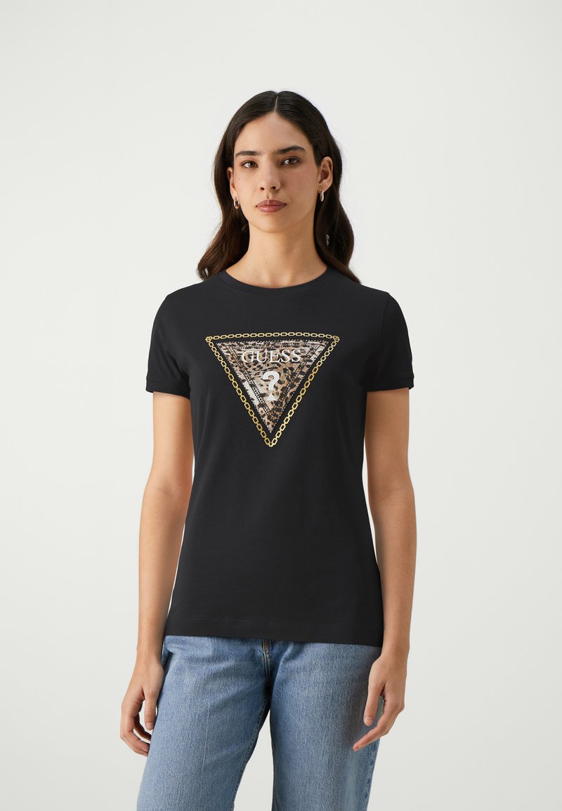 Guess SS TRIANGLE LEO - T-shirt print - jet black/zwart - Zalando.nl