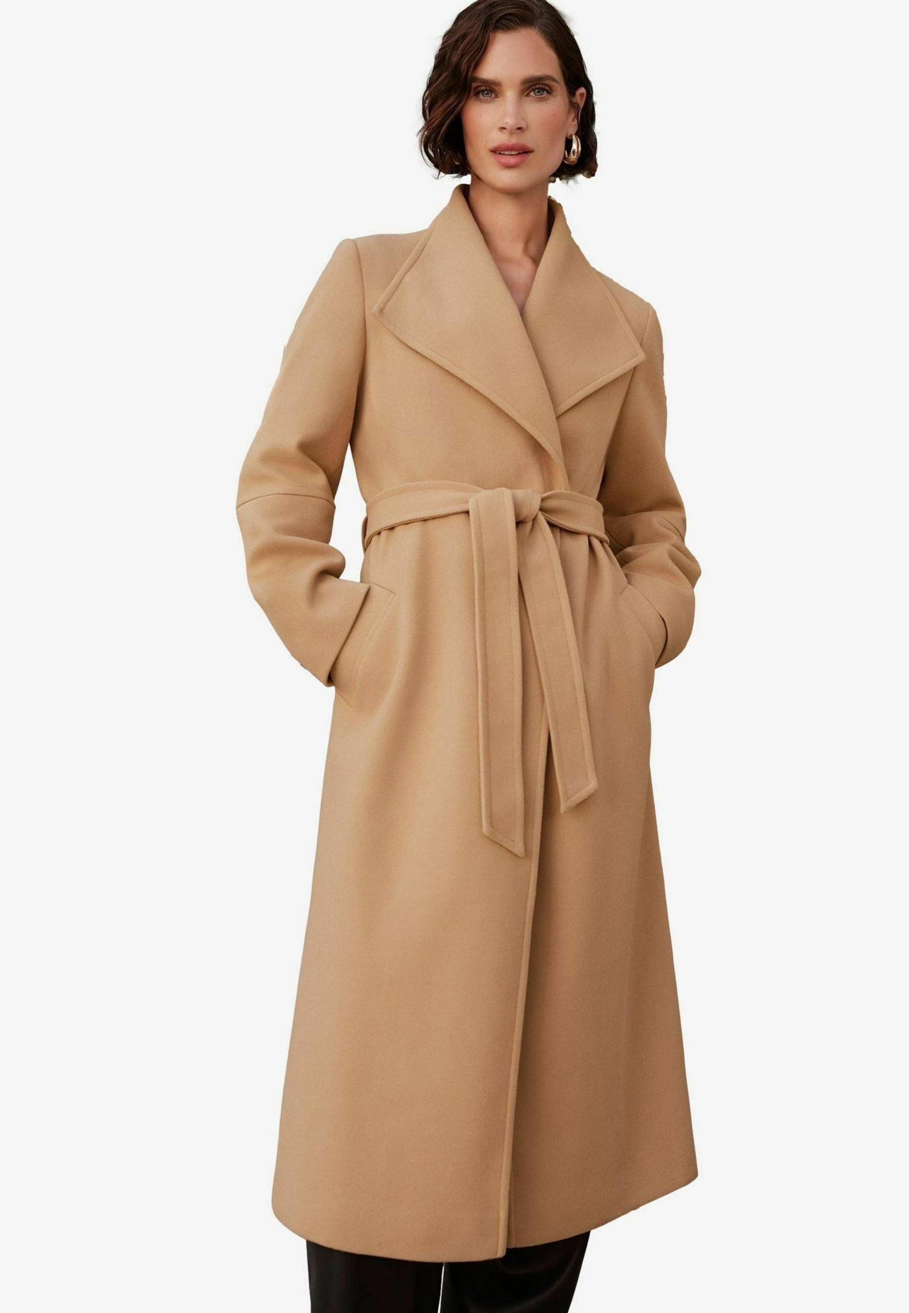 Love Roses PETITE FIT SHAWL COLLAR BELTED Classic coat camel Zalando