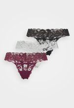 Gilly Hicks CORE LACE THONG 3 PACK - Stringit - white/bordeaux/black ...
