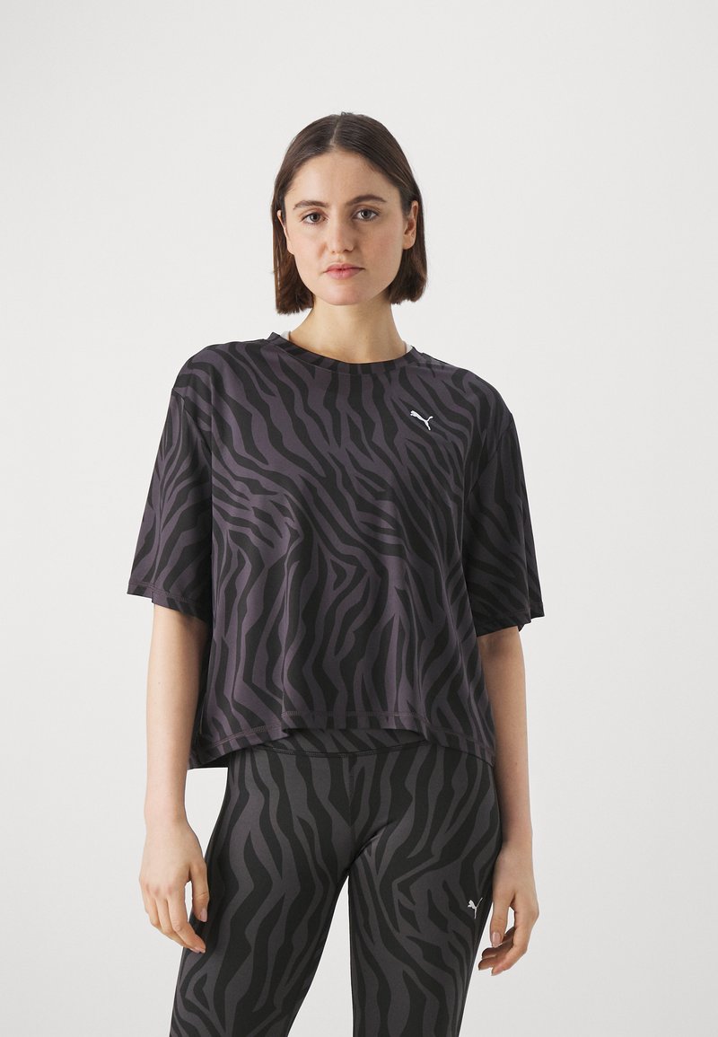 Puma TRAIN FAVORITE CROP TEE - Camiseta deportiva - flat dark gray ...