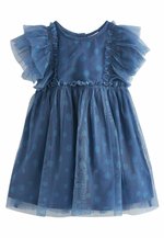 Next FRILL SLEEVE MESH PARTY DRESS - Vestito elegante - blue/blu ...