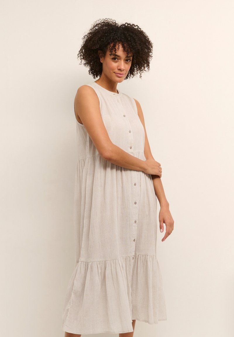 Kaffe KAVIVIAN - Blusenkleid - savannah tan chalk stripe/hellbraun ...