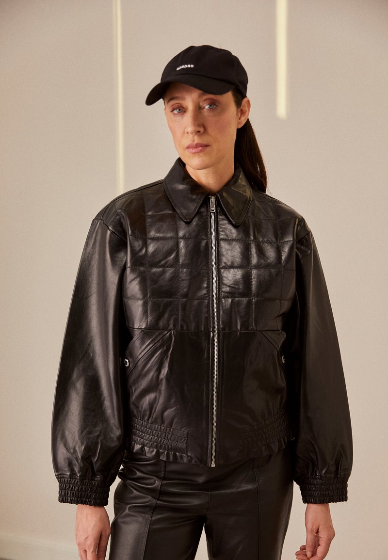 sandro Leather jacket - noir/black - Zalando