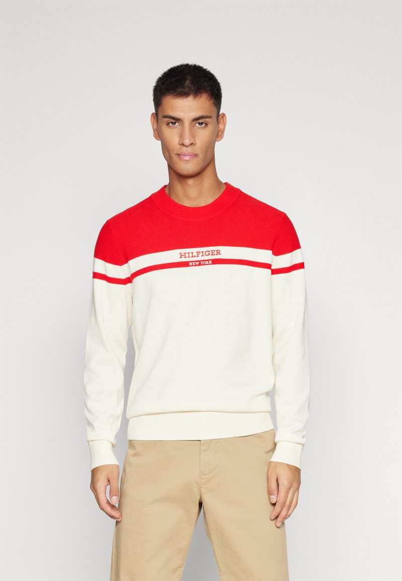 Tommy Hilfiger GRAPHIC - Jumper - calico / fierce red/off-white ...