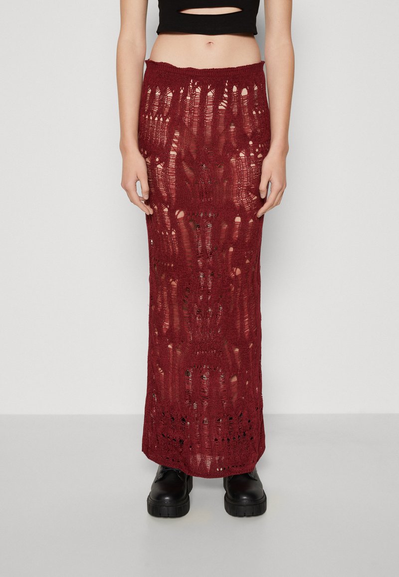 Jaded London ODETTE LADDERED SKIRT - Maksihame - burgundy ...