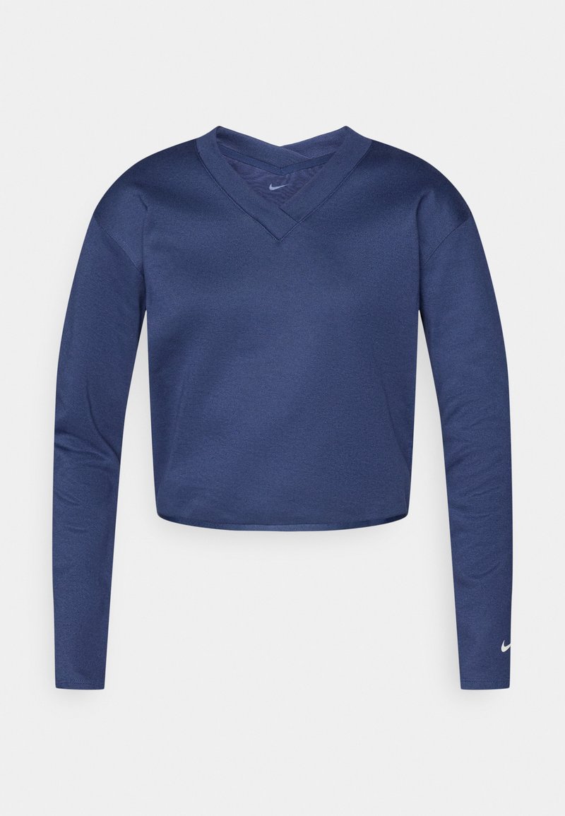 Nike Golf GOLF V NECK - Long sleeved top - midnight navy/sail/dark blue ...