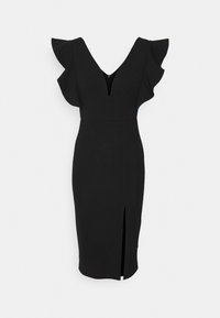 WAL G. V NECK RUFFLE SLEEVE MIDI DRESS - Kokteilikleit/peokleit - black ...