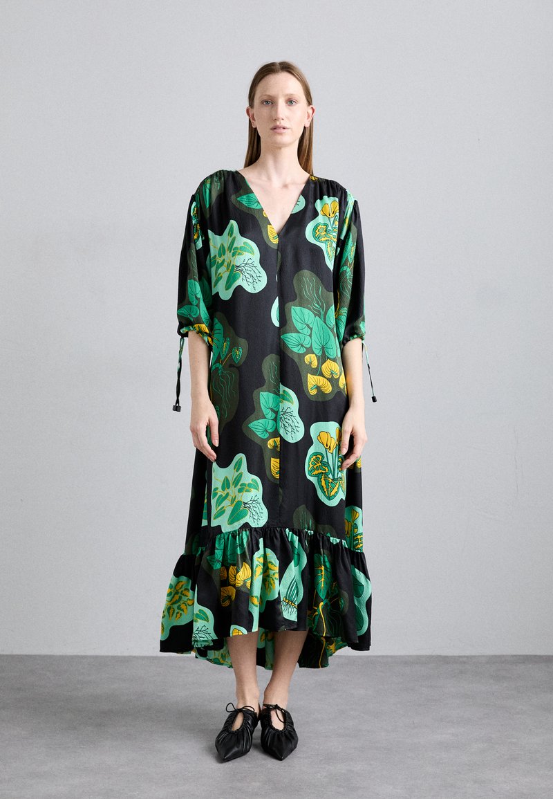 Rodebjer DAKOTA LEAF HAMMERED - Maxi dress - black - Zalando.co.uk