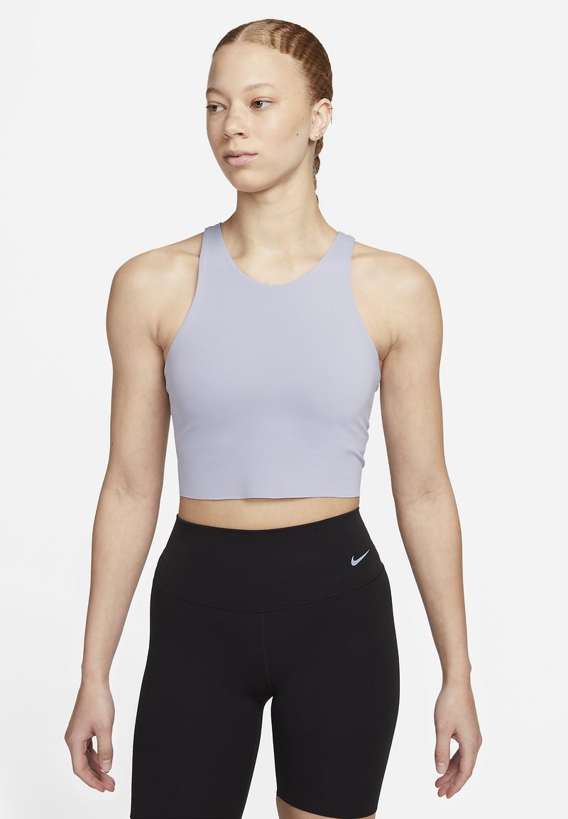 Nike Performance LUXE CROP TANK - Top - indigo haze/(multi color)/blue ...