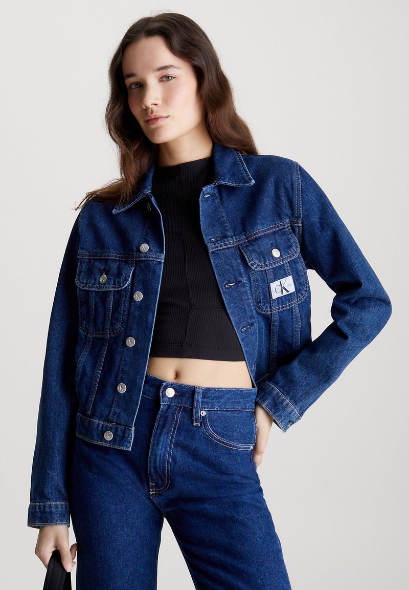 Calvin Klein Jeans Cropped Jeansjacka Denim Dark Mörkblå Denim