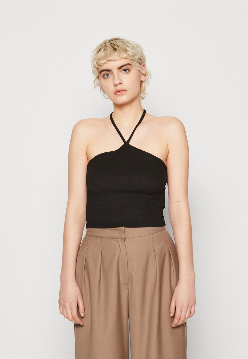 Pieces PCKUPA CROPPED - Topper - black/svart - Zalando.no