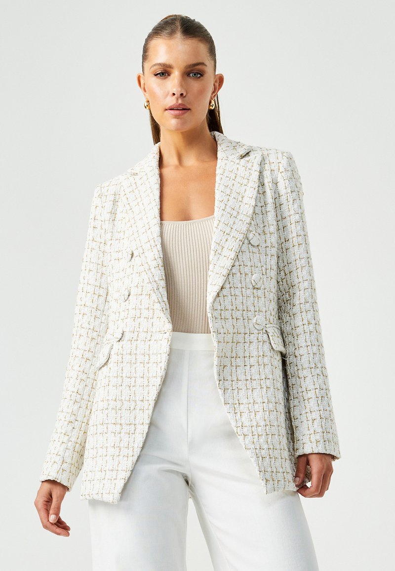 WILLA BONNIE - Short coat - white/gold tweed/white - Zalando