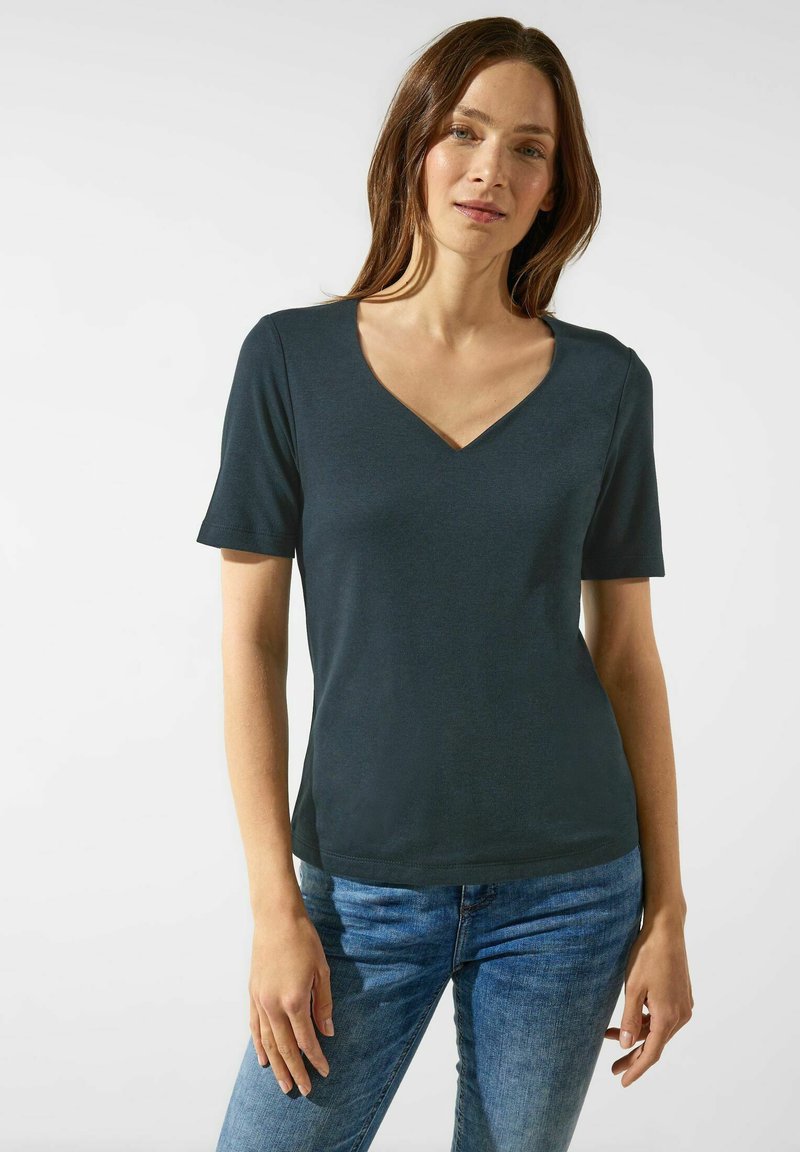 Street One MIT HERZ AUSSCHNITT - T-Shirt basic - grün/dunkelgrün - Zalando.de