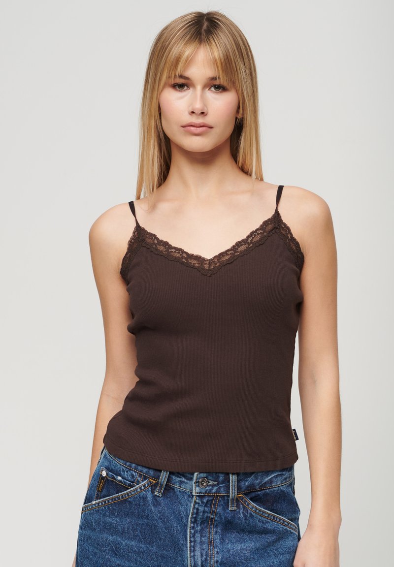 Superdry ESSENTIAL CAMI - Top - dark brown/brown - Zalando.co.uk