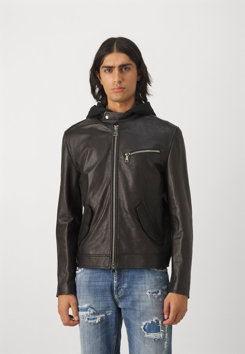 Dondup BIKER - Leather jacket - nero/black - Zalando.co.uk