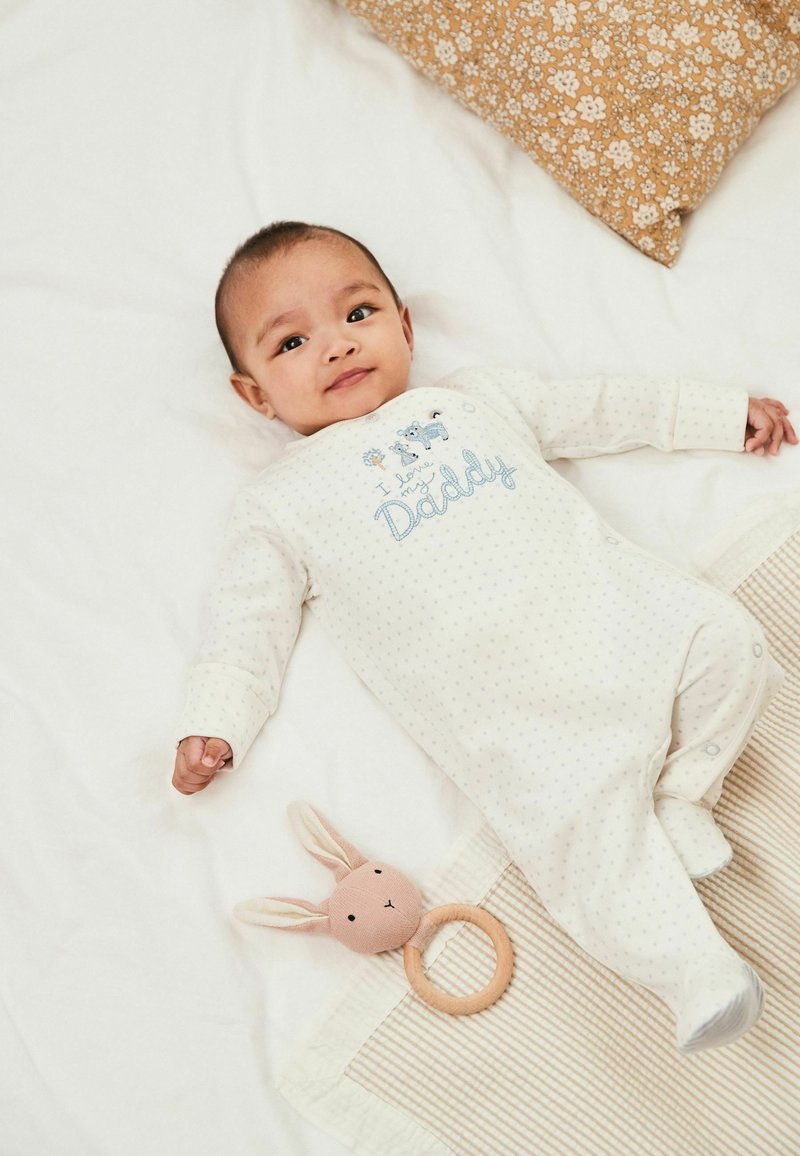 Next BEAR FAMILY SLEEPSUIT 1 PACK - Kruippakje - white blue/wit ...