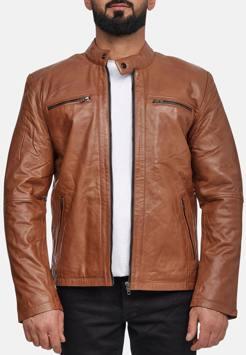 Elara ECHT - Leather jacket - camel - Zalando
