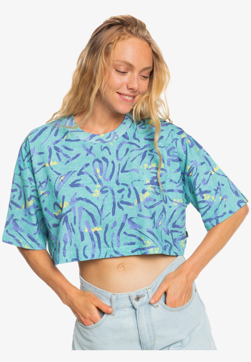 Quiksilver T-Shirt print - aqua sky strange daze/blau - Zalando.at