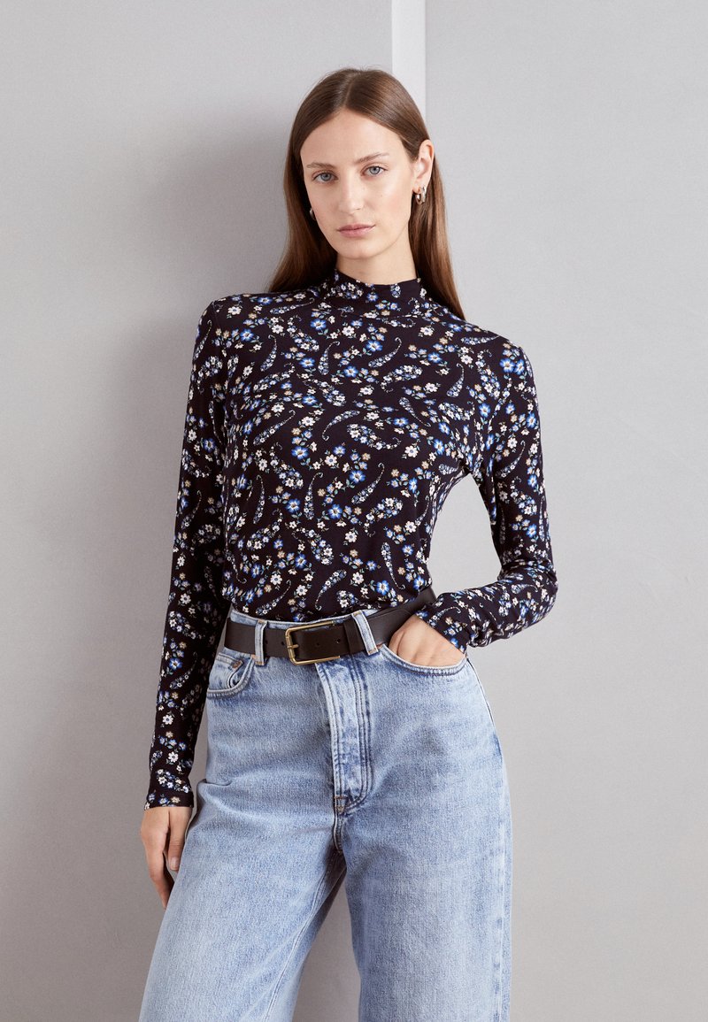 Lindex TANJA MOCK NECK - Langarmshirt - dark blue/dunkelblau - Zalando.ch