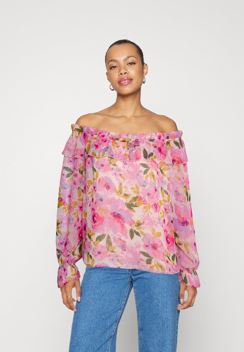 VILA VIAZURA OFF SHOULDER - Bluse - cloud dancer/pink - Zalando.ch