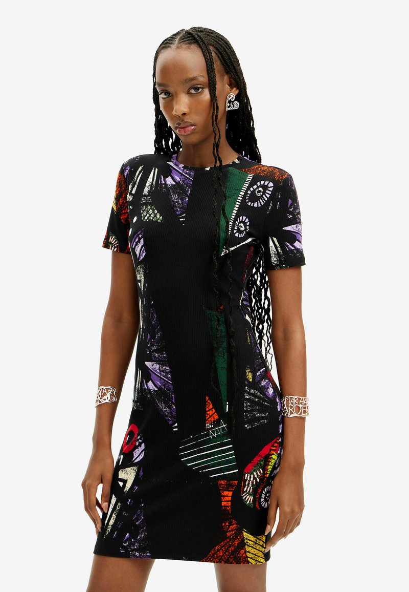 Desigual M CHRISTIAN LACROIX SHORT WITH CUBIST PRINT - Robe fourreau ...