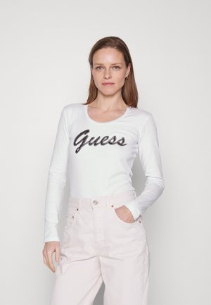 Guess SCRIPT TEE - Longsleeve - pure white/wit - Zalando.nl