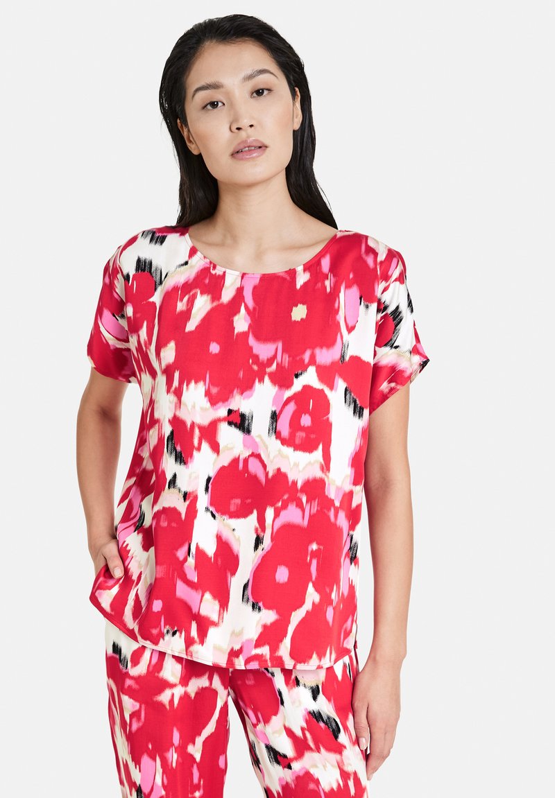 Taifun KURZARM MIT FLORALEM ALLOVER-PRINT - Bluse - rose kiss gemustert ...