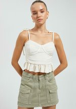 Koton UNDER WIRED RUFFLE DETAIL SLIM FIT EMBROIDERED - Linne - beige ...