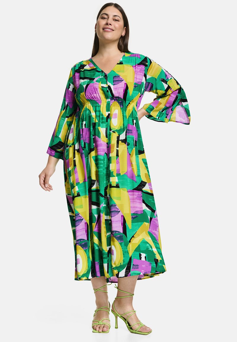 Samoon LANGARM KURZ BOHO MIT PRINT - Robe longue - lemon green ...