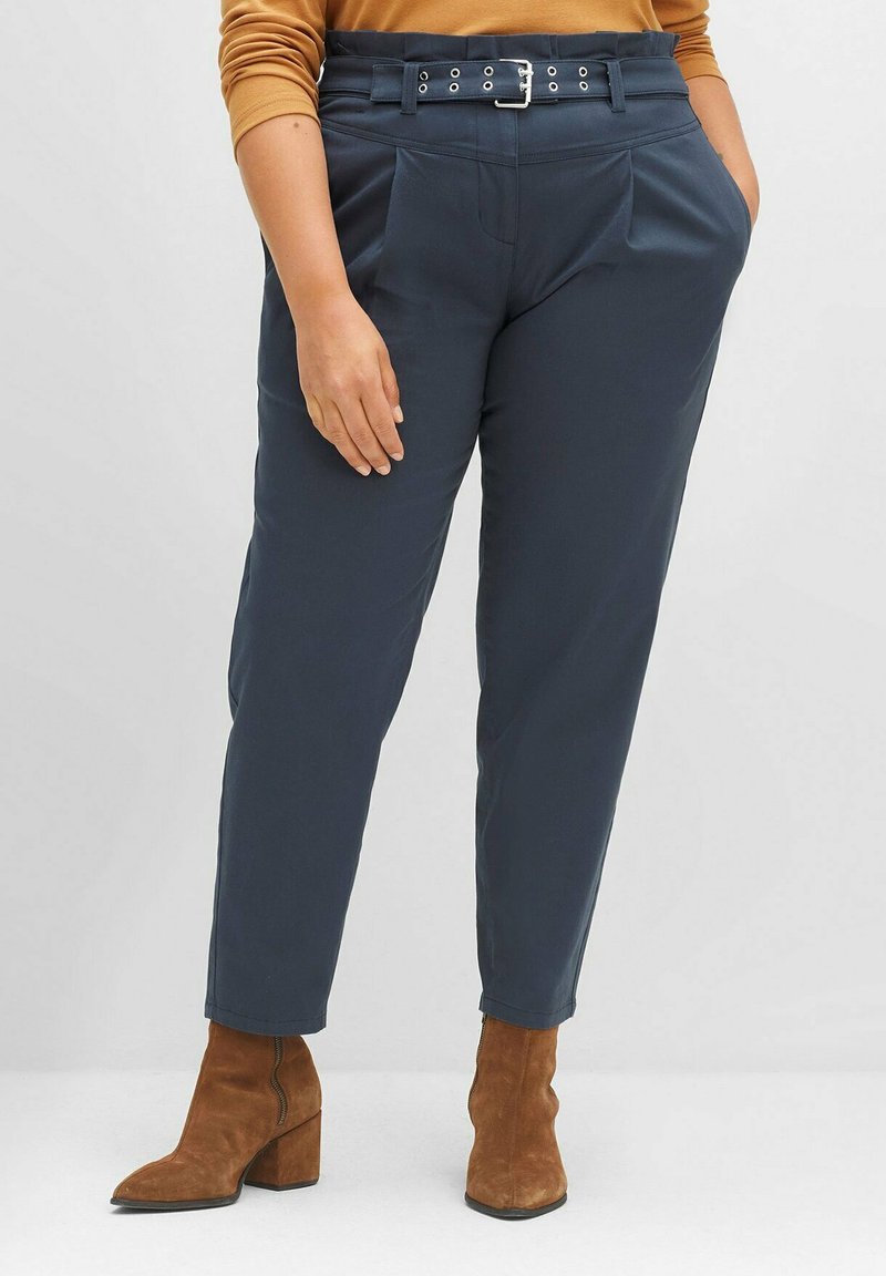 Sheego Tygbyxor - nachtblau/mörkblå - Zalando.se