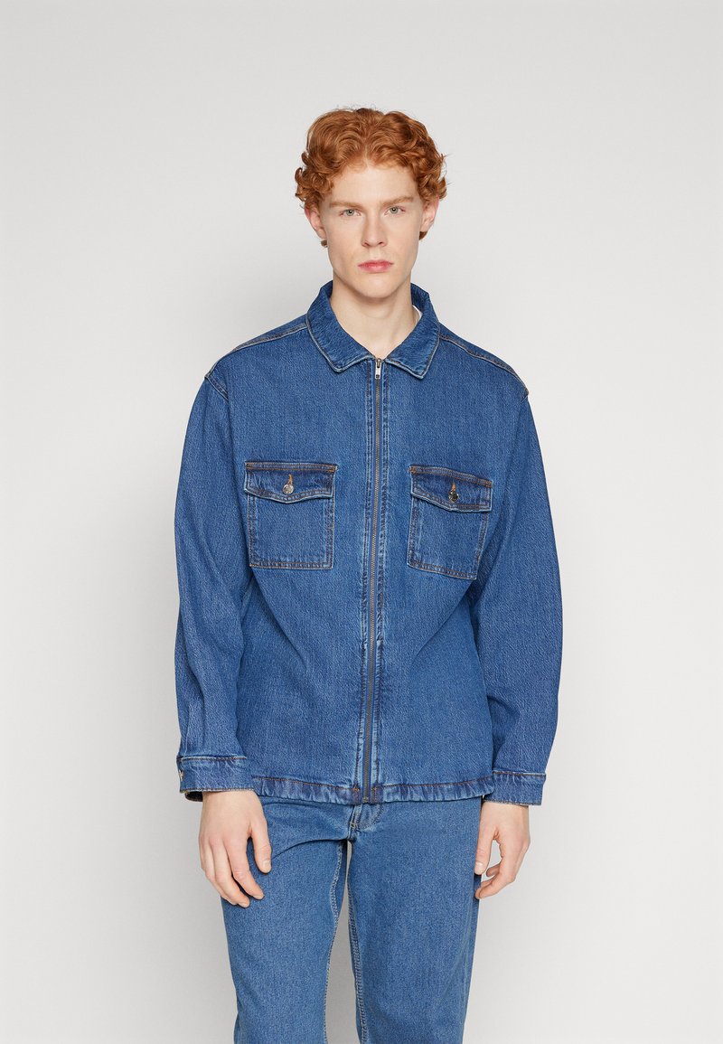 Denim Project DPZIP DENIM JACKET - Jeansjacke - mid blue/blue denim ...