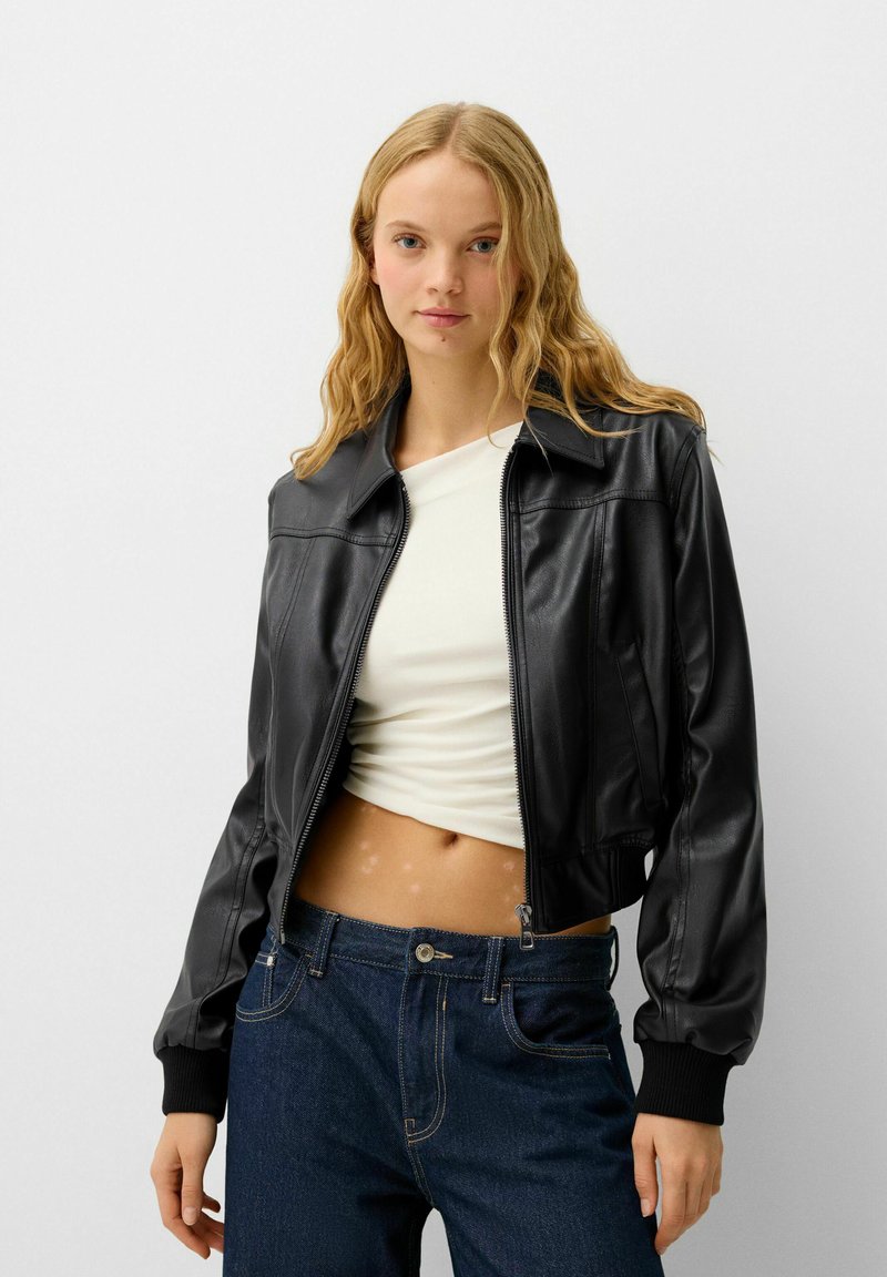 Bershka EFFECT - Veste en similicuir - black/noir - ZALANDO