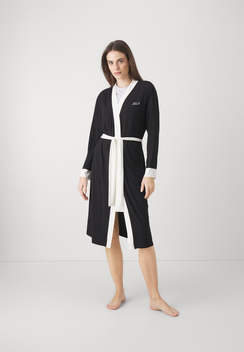 KARL LAGERFELD LOGO DRESSING GOWN - Peignoir - black/noir - ZALANDO.FR