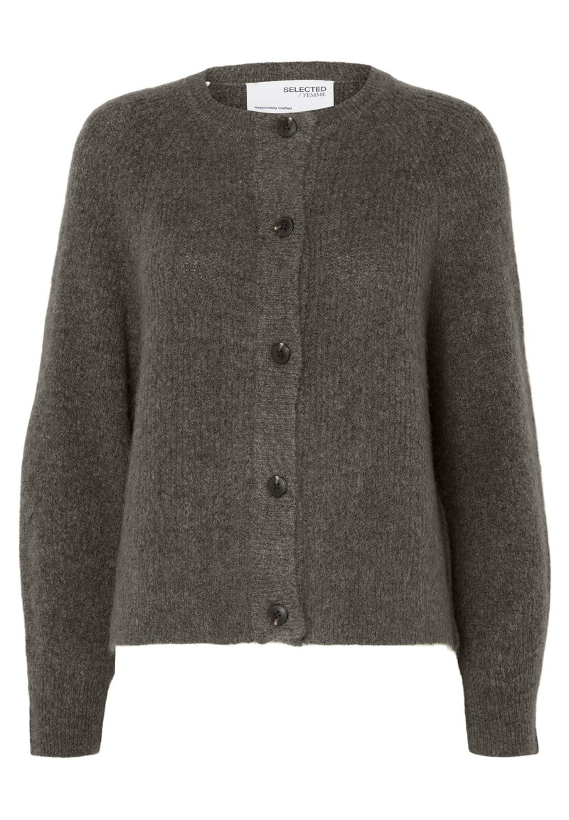 Selected Femme SLFLULU CARDIGAN - Cardigan - medium grey melange/grå ...