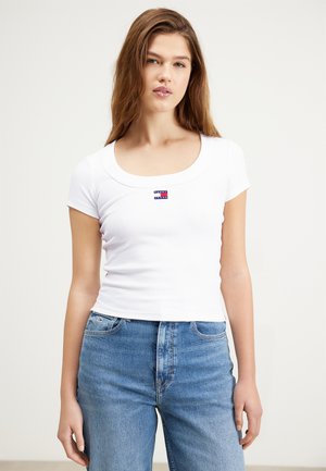 Tommy Jeans SLIM ESSENTIAL - T-Shirt basic - white/weiß - Zalando.de