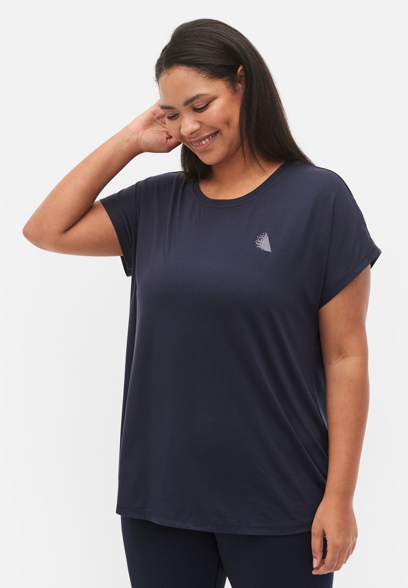 Active by Zizzi KURZARM - T-paita - night sky/tummansininen - Zalando.fi