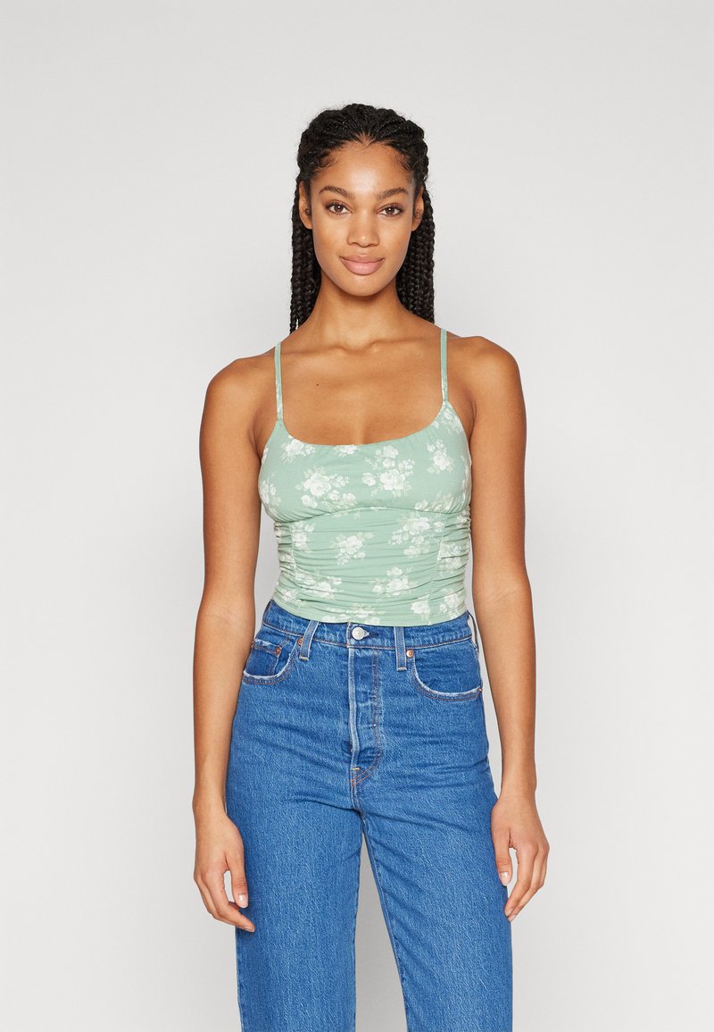 Hollister Co. BARE RUCHED TANK - Topper - green/grønn - Zalando.no