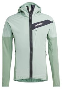 Adidas Terrex TERREX TECHROCK HOODED WIND FLEECE JACKET - Fleecejas - silver green/groen ...