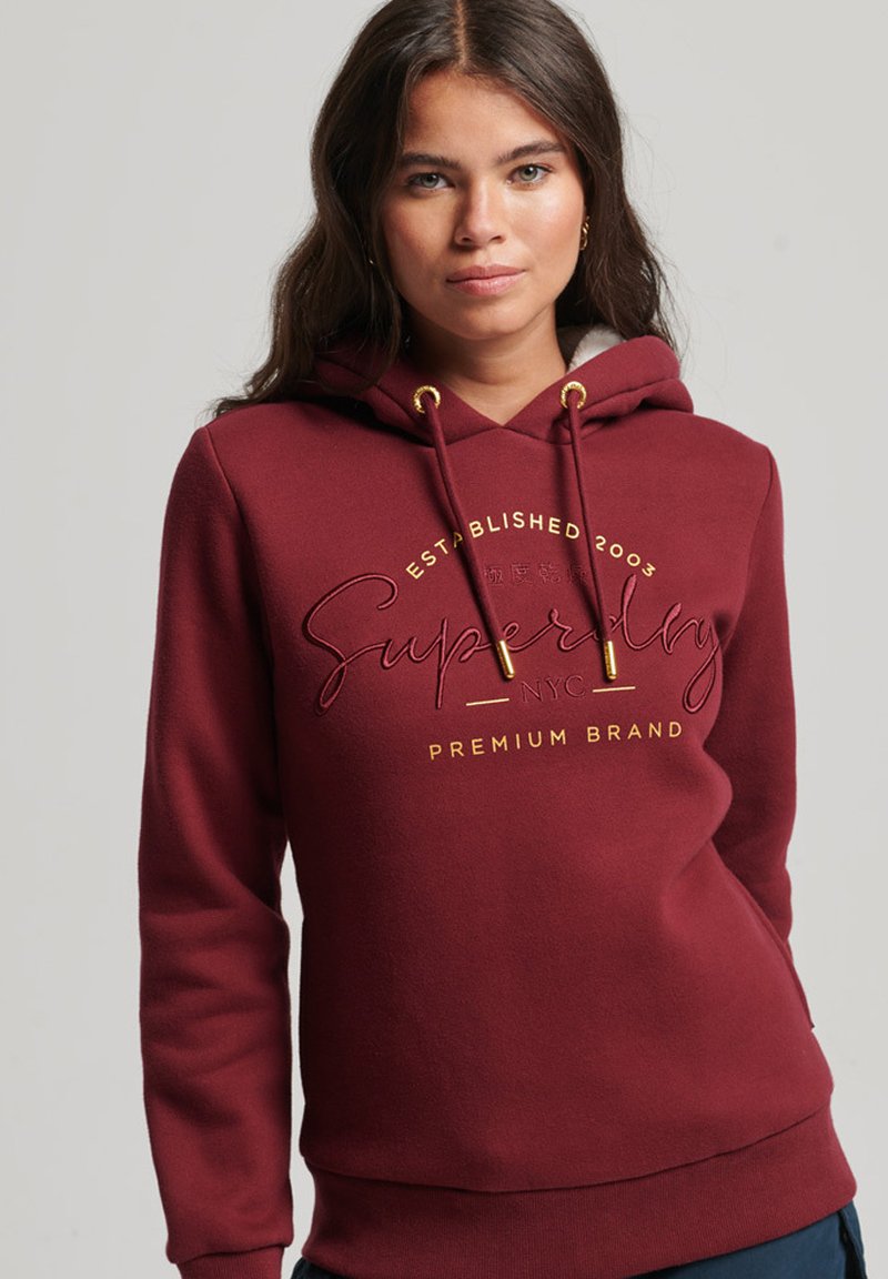 Superdry Hoodie - deep port/red - Zalando.co.uk