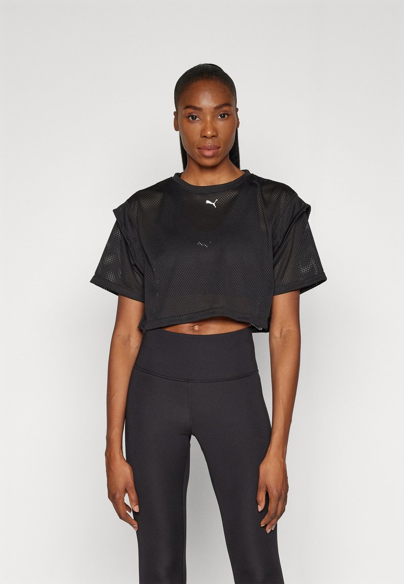 Puma FIT MOVE CROP TEE - Sports T-shirt - black - Zalando.ie
