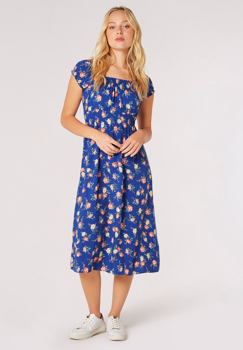 Apricot VINTAGE ROSE MILKMAID MIDI - Robe de jour - blue/bleu - ZALANDO.FR