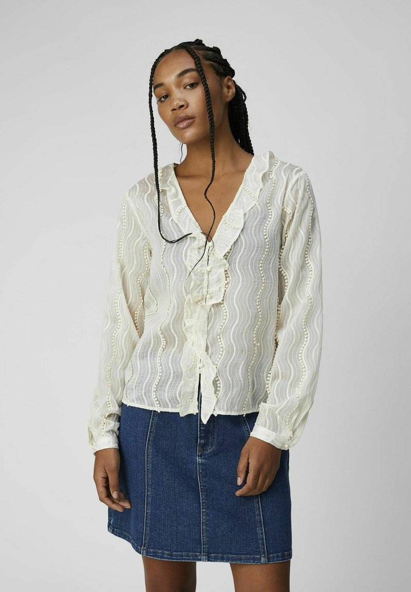 Object LANGARM - Blouse - cloud dancer/crème - Zalando.be