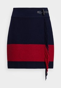 Lauren Ralph Lauren TWO TONE FRINGE TRIM MINISKIRT - Mini skirt - navy ...